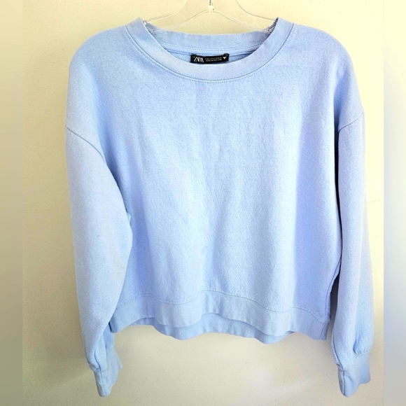 Zara | Tops | Zara Blue Crew Neck Sweatshirt | Poshmark